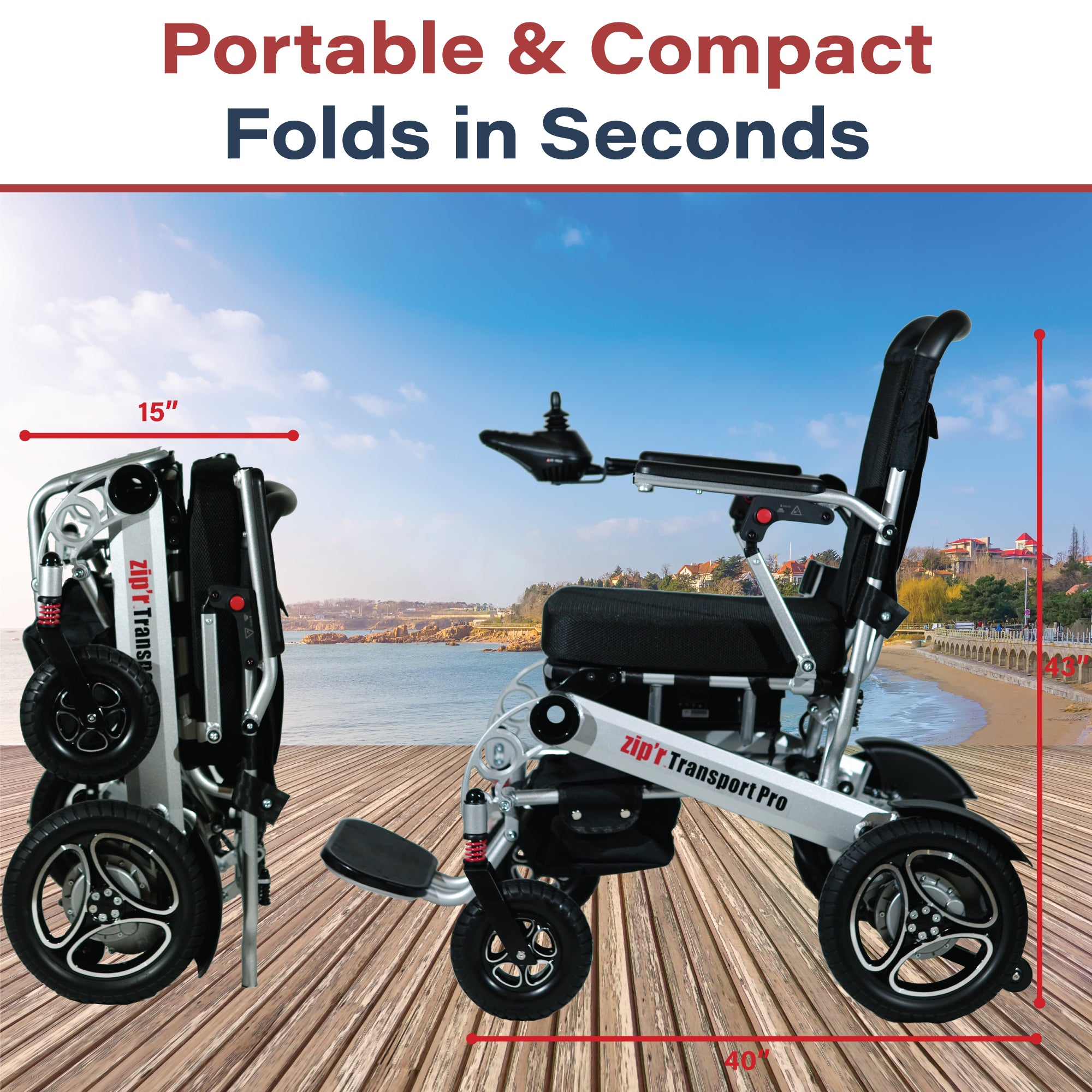 Transport Pro Folding Electric Wheelchair | Zip'r Mobility - Zipr Mobility